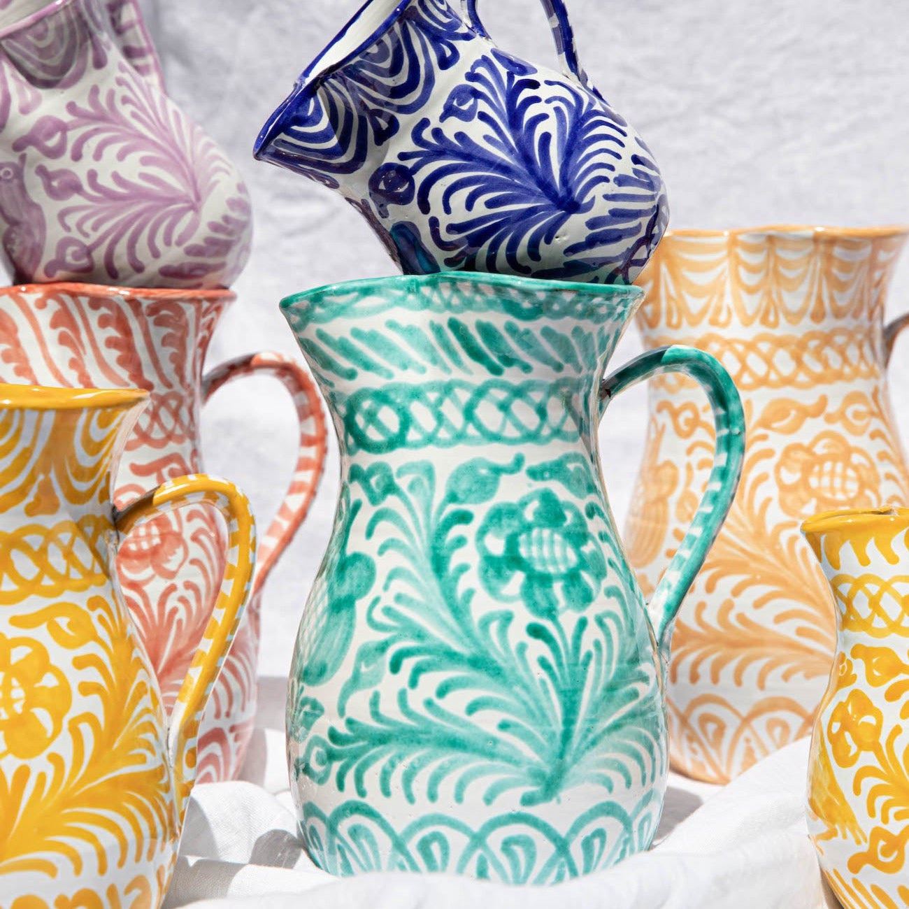 Large pitcher with hand painted designs – Pomelo Casa